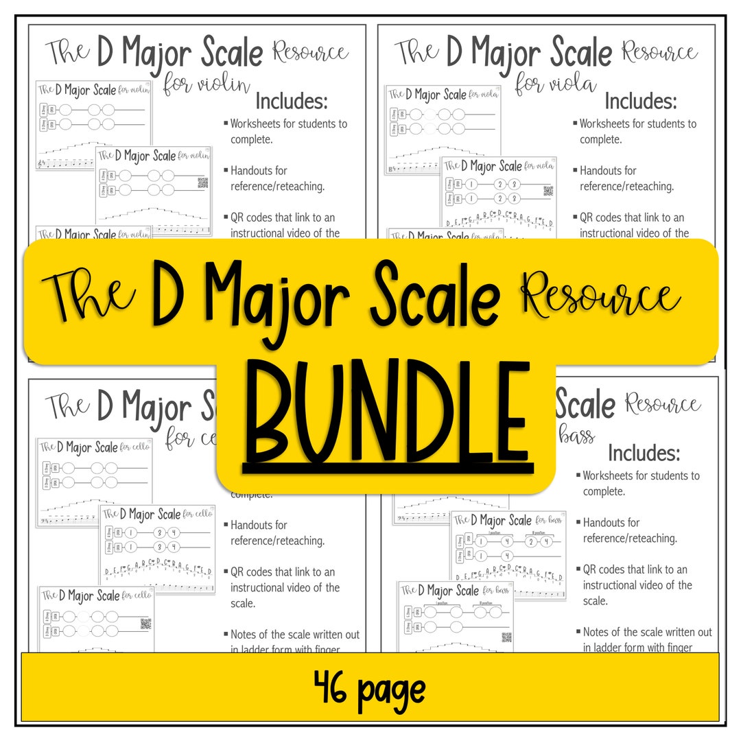 D Major Scale Worksheets Bundle one Octave-landscape - Etsy