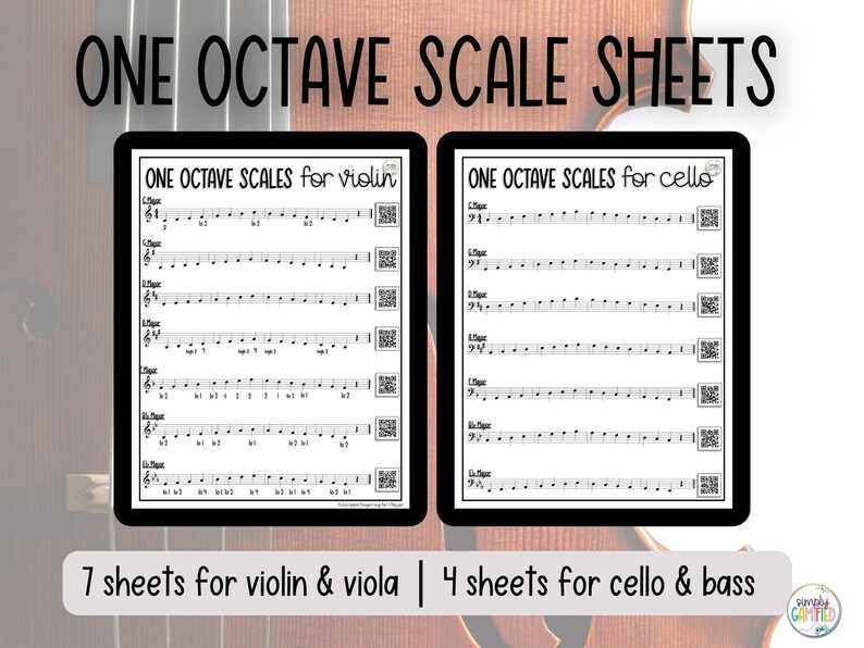 One Octave Scale Sheets for Violin, Viola, Cello and Bass|strings ...