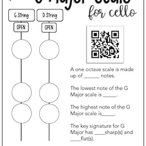 G Major Scale Worksheets (one Octave-portrait) | for Violin, Viola ...