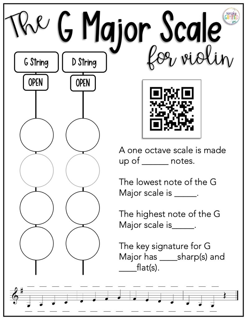 G Major Scale Worksheets one Octave-portrait for Violin - Etsy