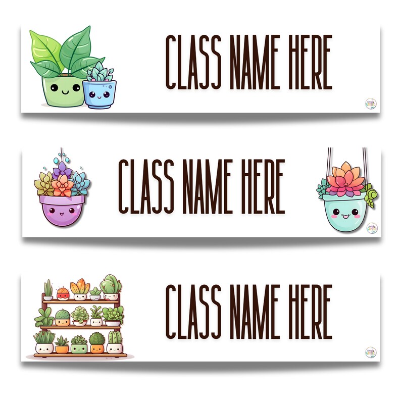 Succulents Google Classroom Headers and Canvas Banner-canva TEMPLATE - Etsy