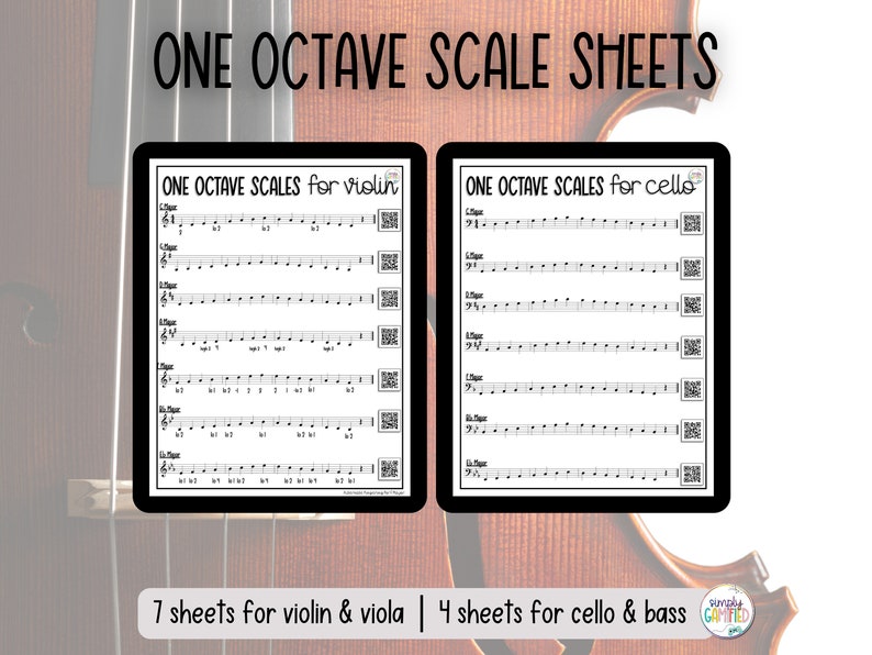 One Octave Scale Sheets for Violin, Viola, Cello and Bass|strings ...