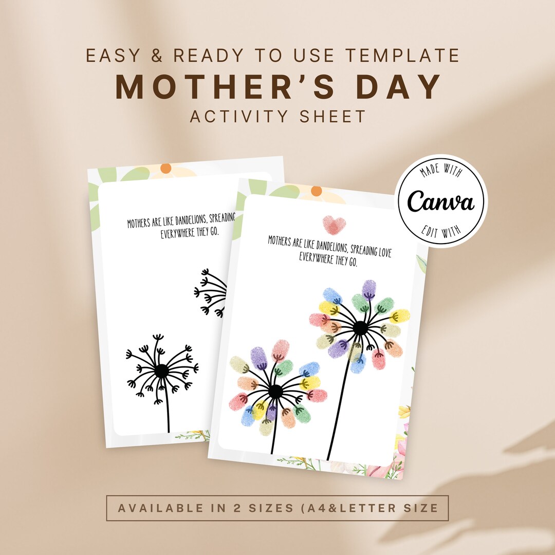 Mothers Day Flower Handprint Digital Printable, Mom Craft Gift From ...