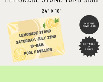 Lemonade Stand Sign Canva Template - Etsy UK