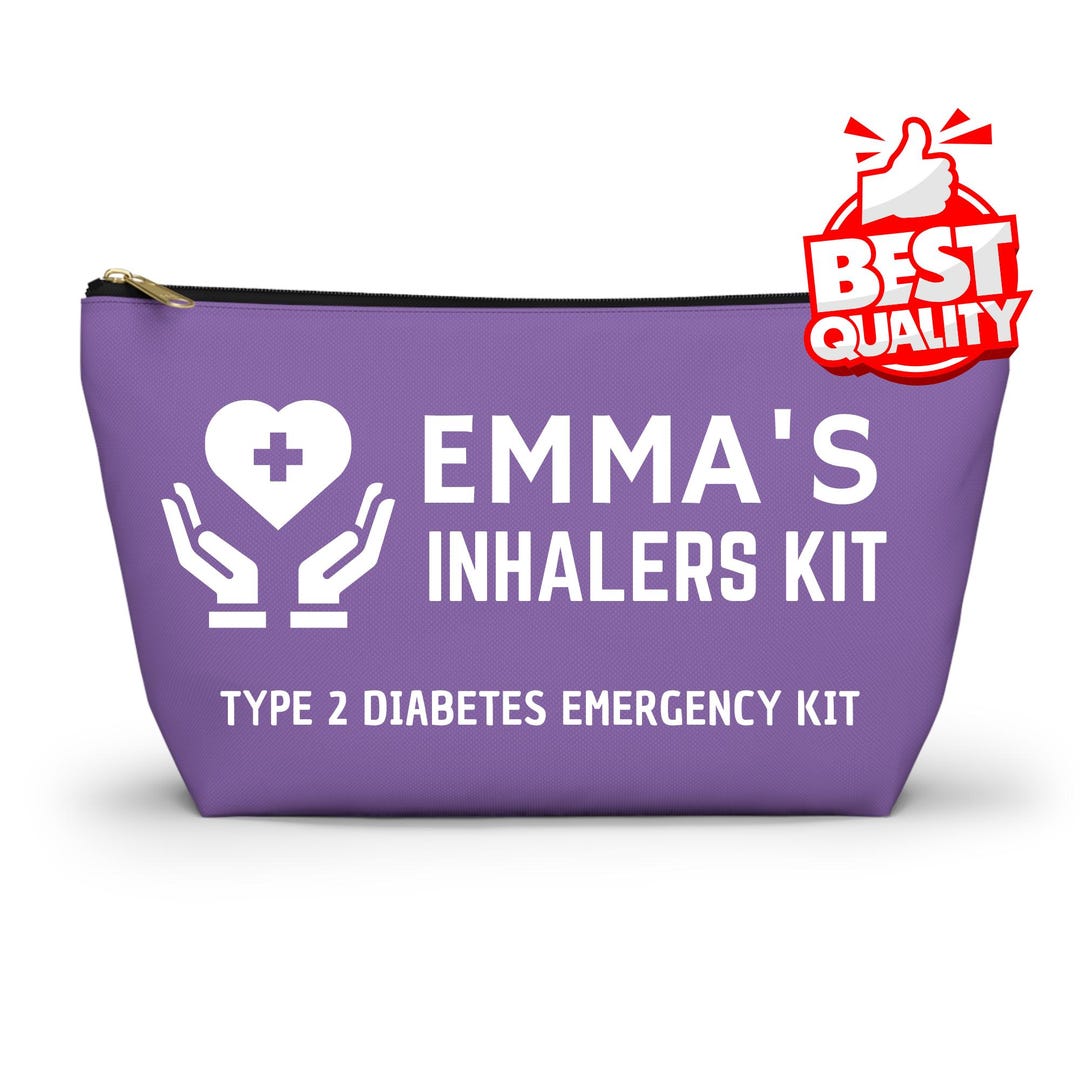 Personalized Diabetes Emergency Kit Pouch for Type 2 Inhalers and Meds ...