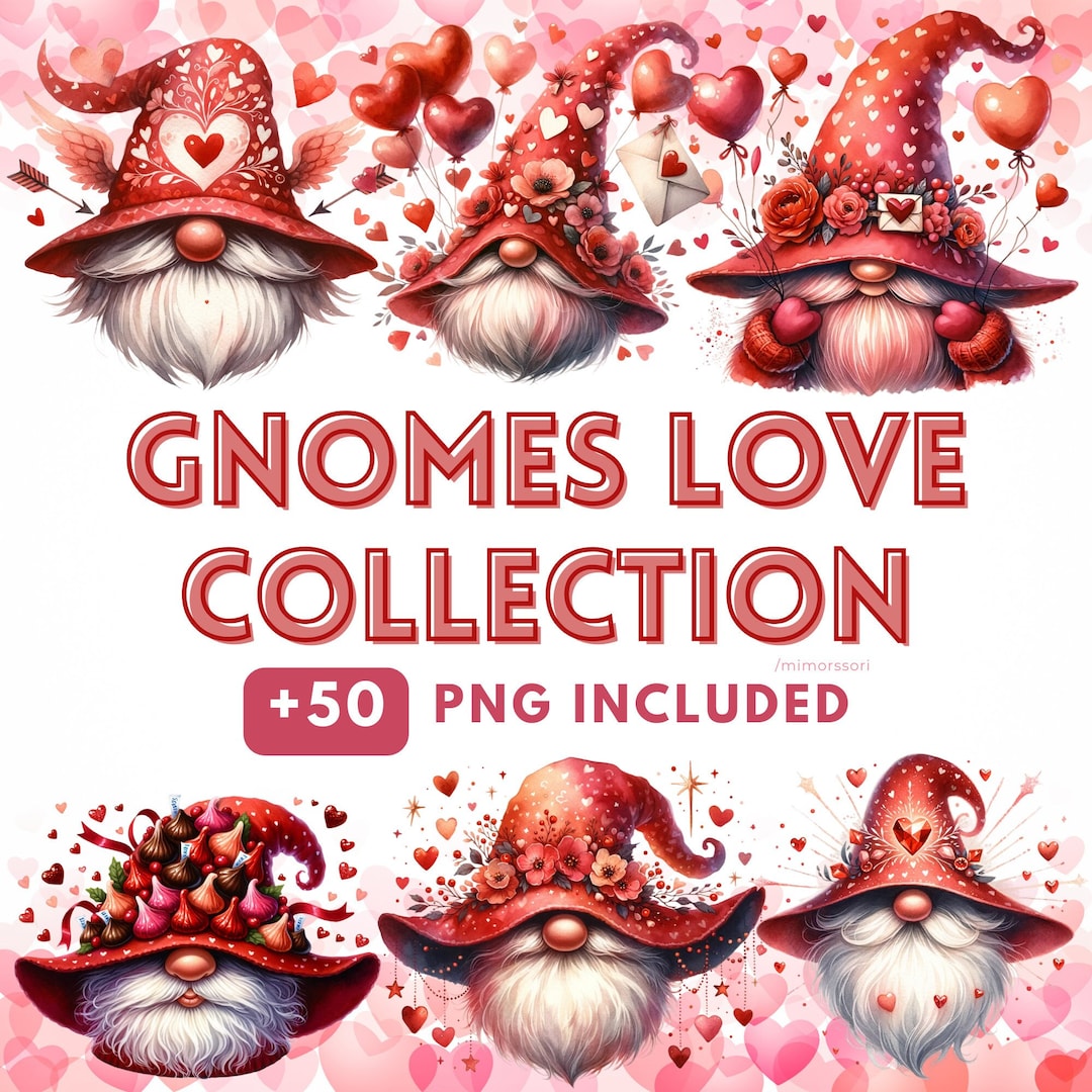 Loving Gnomes for Valentine's Day Sublimation 50 Digital Designs in Red ...