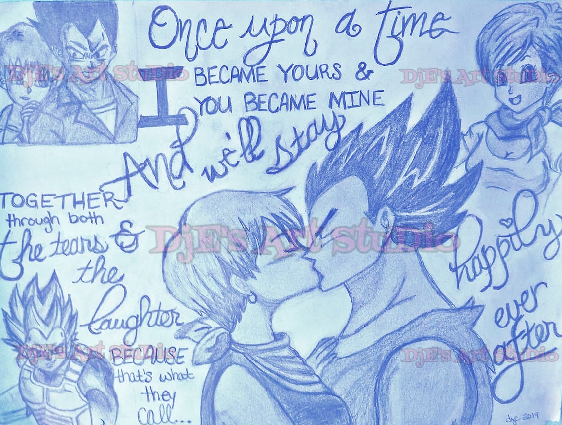 Vegeta Bulma Sketch DIGITAL DOWNLOAD, Love - Etsy