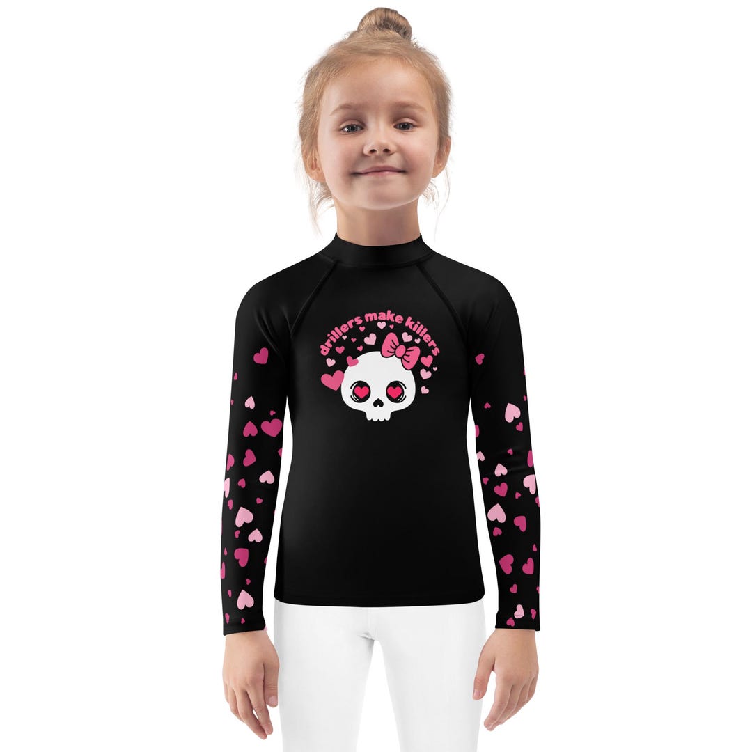 Girls Rash Guard Sizes 2T-7 Skull Rash Guard Drillers Make Killers Rash ...