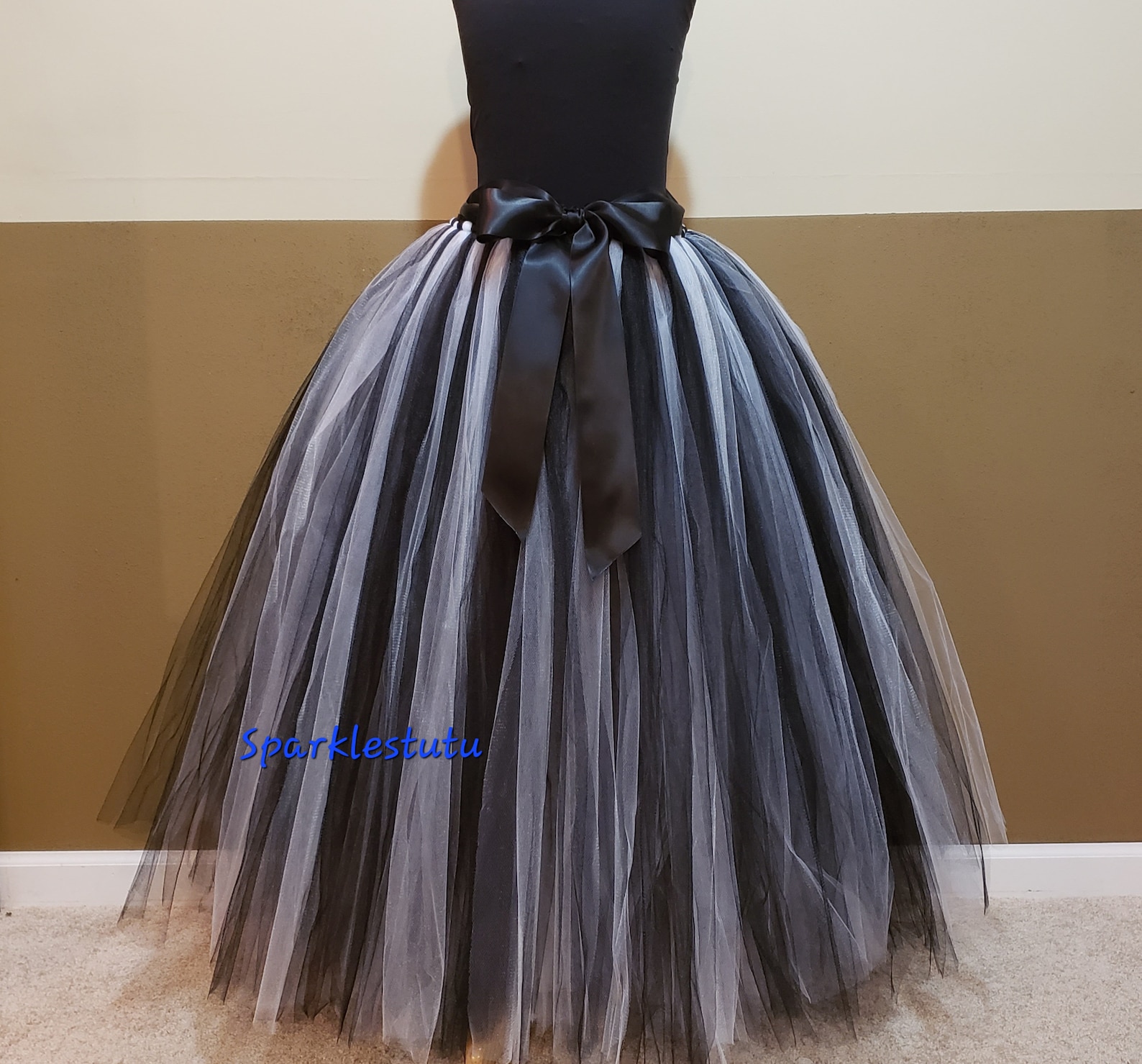 F05 Full Length Adult Tutu/ Blue Over White Tutu/ Cinderella Tulle ...
