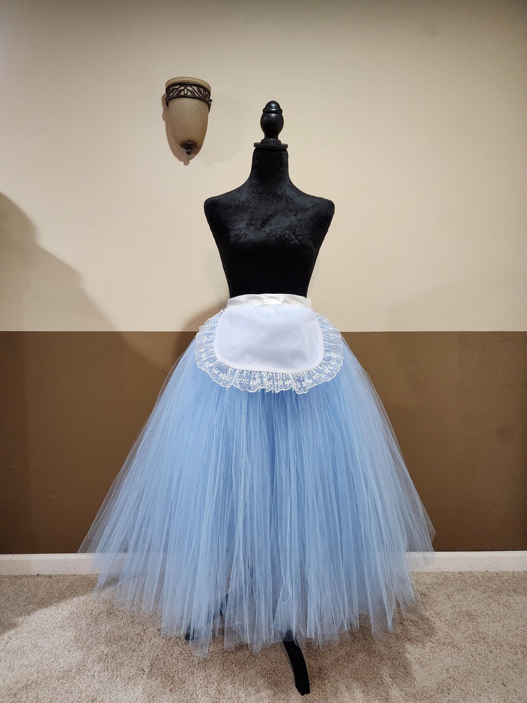 F22 Full Length Adult Tutu With Apron/ Blue & White Tutu/ Cinderella ...