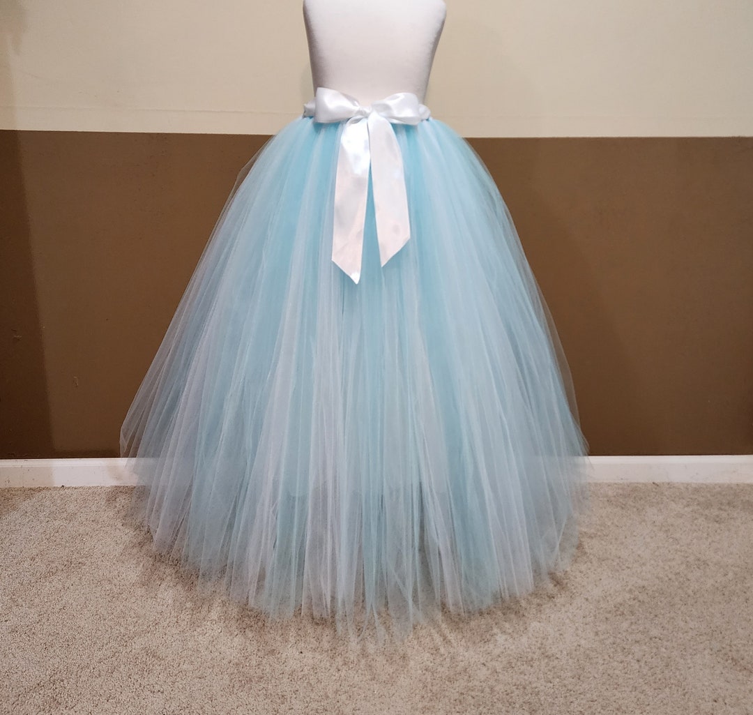 F16 Full Length Adult Tutu/ Blue & White Tutu/ Cinderella Tulle Costume ...