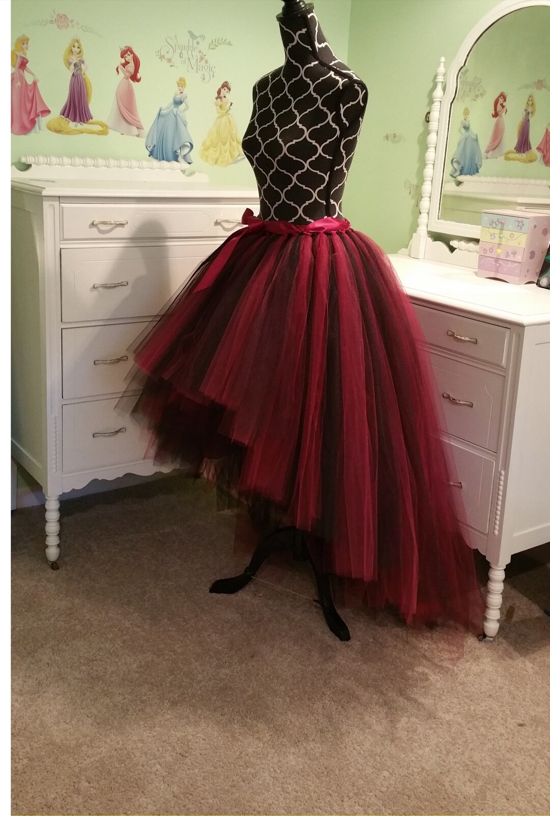 B05 Black & Red High-low Tutu (with Sewn in Satin LINING)// Witch Skirt ...