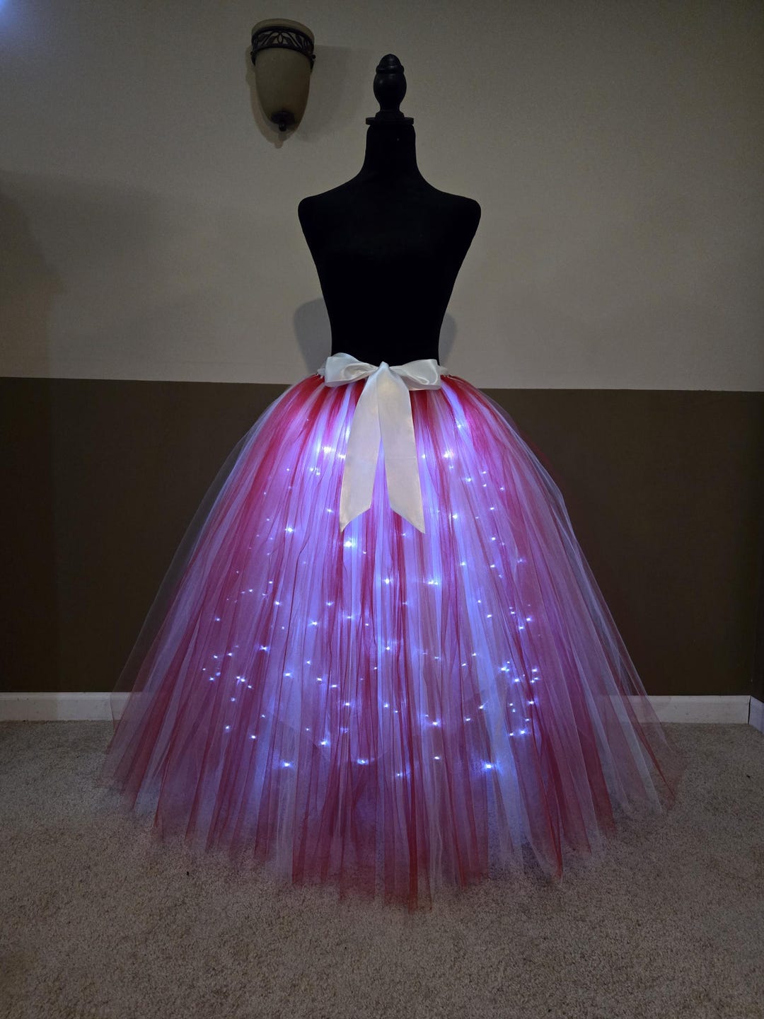 K53 Red & White LED Tutu/ Christmas Tree Light up Tutu/ Mrs Santa Claus ...
