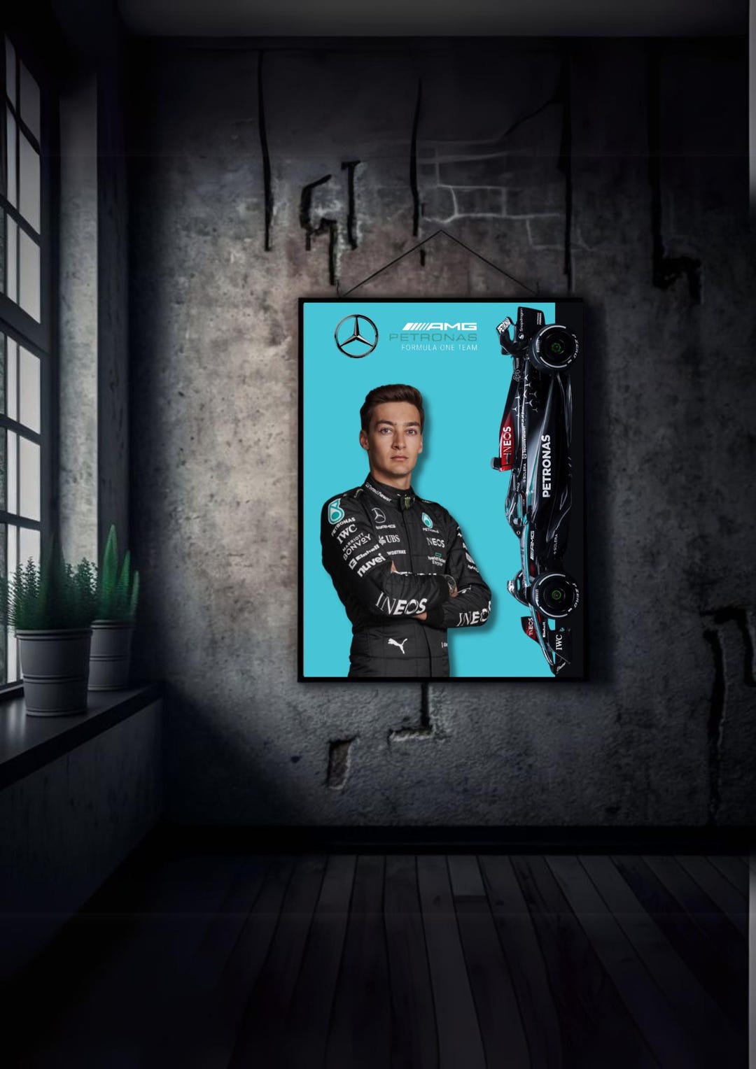 George Russell F1 Poster | Formula 1 Racing Art Print | Motorsport Wall ...