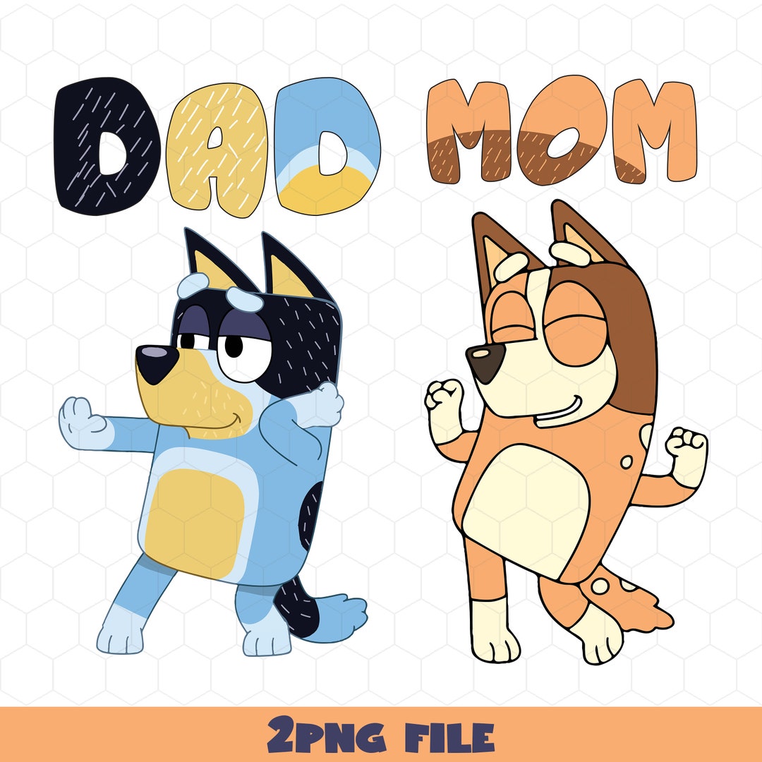 Bluey Dad Mum PNG Red White Bluey PNG Bandit Chilli Dancing - Etsy