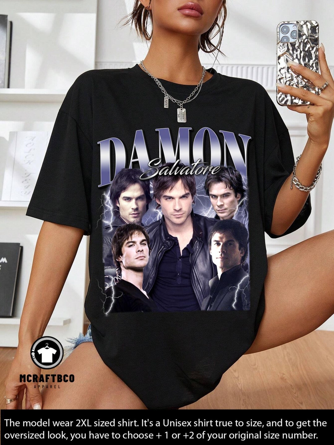 Limited Damon Salvatore Shirt Vintage Horror Team Damon T Shirt 90s ...
