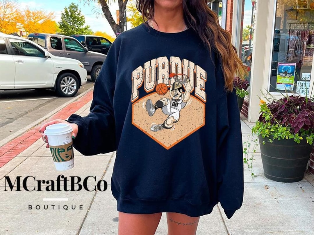 Retro Vintage Distressed Purdue Basketball Unisex Heavy Blend Crewneck ...