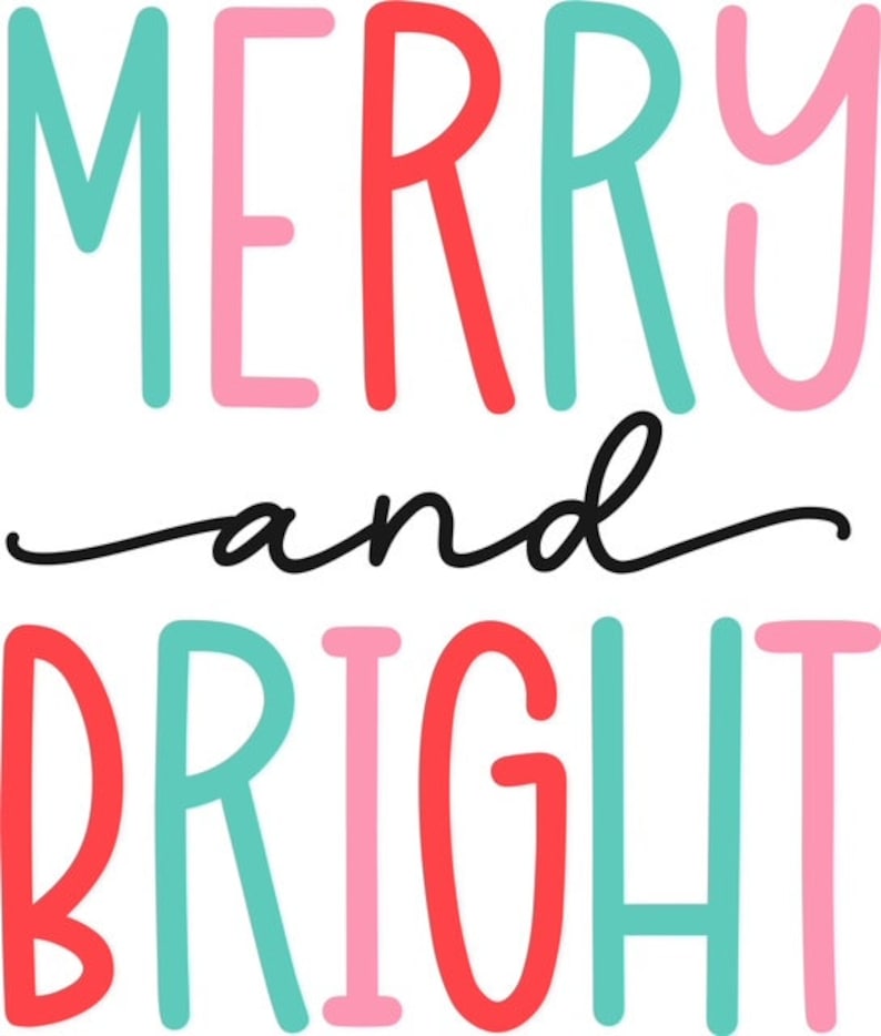 Merry and Bright/christmas Png/sublimation Print File - Etsy