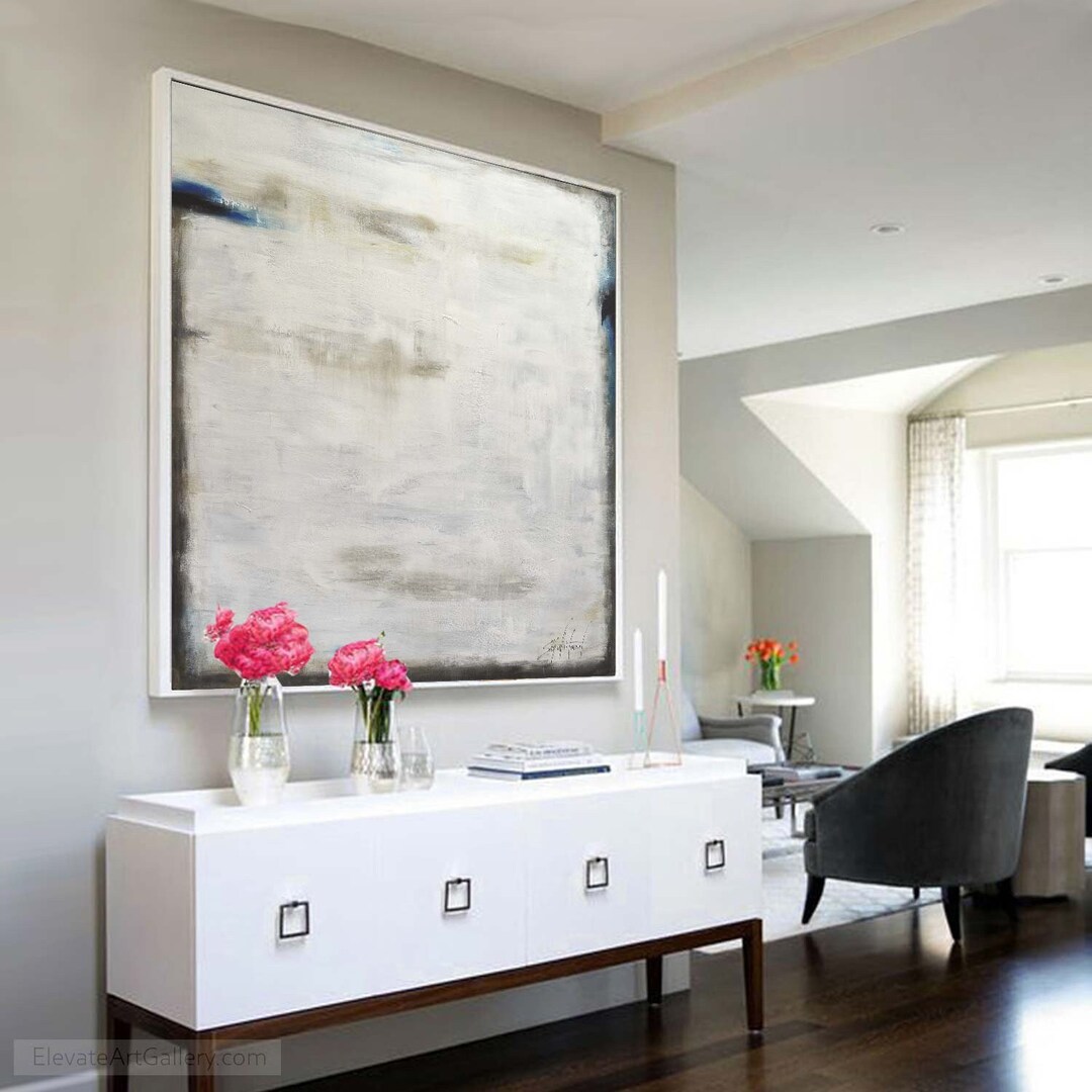 Square Oversized Light Abstract Painting, Original Handmade Acrylic ...