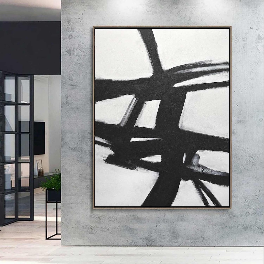 Black and White Abstract Expressionism Wall Art, Oversized Franz Kline ...