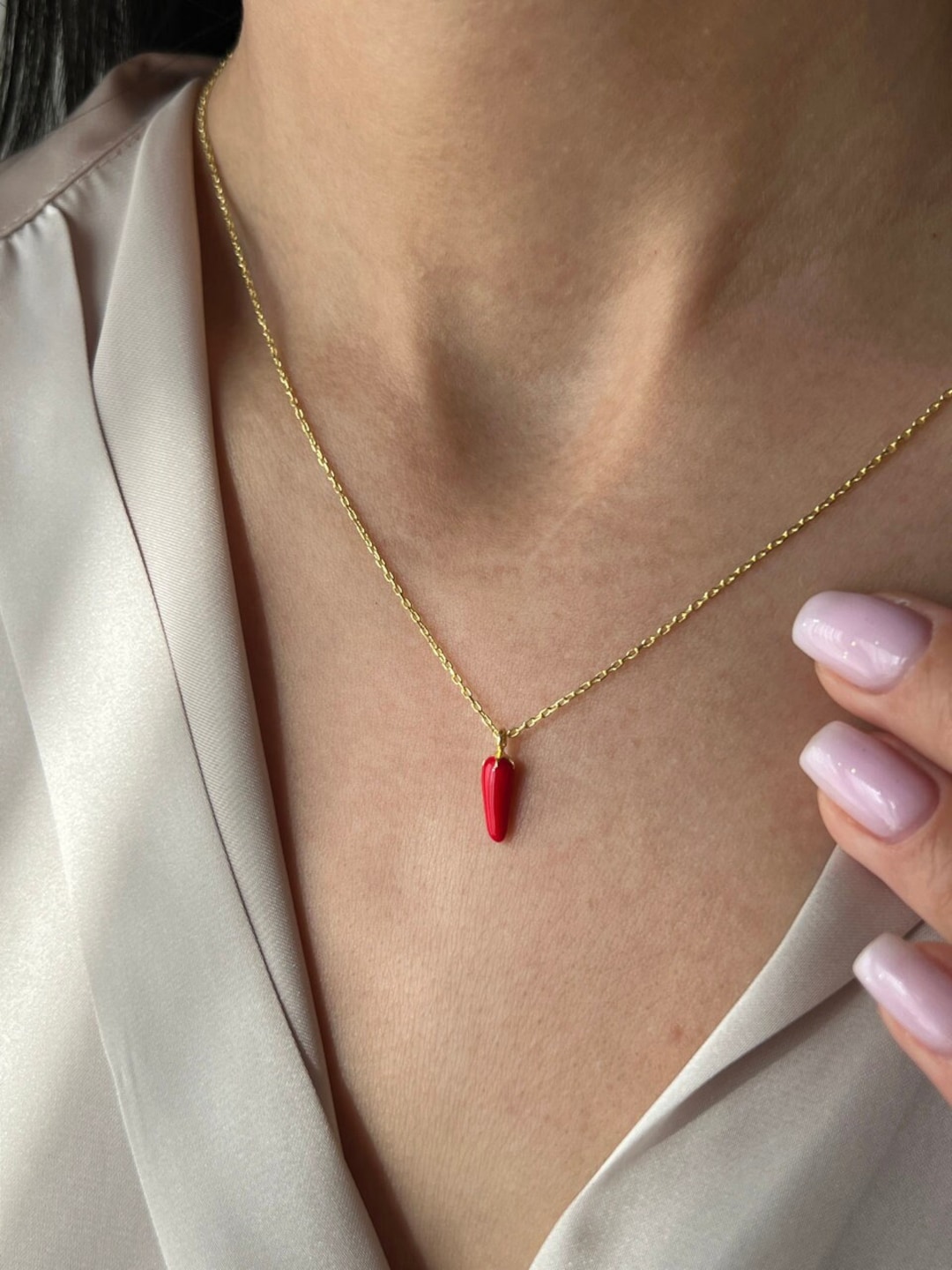 Red Chili Pepper Necklace: 14K Gold Plated Sterling Silver - Etsy