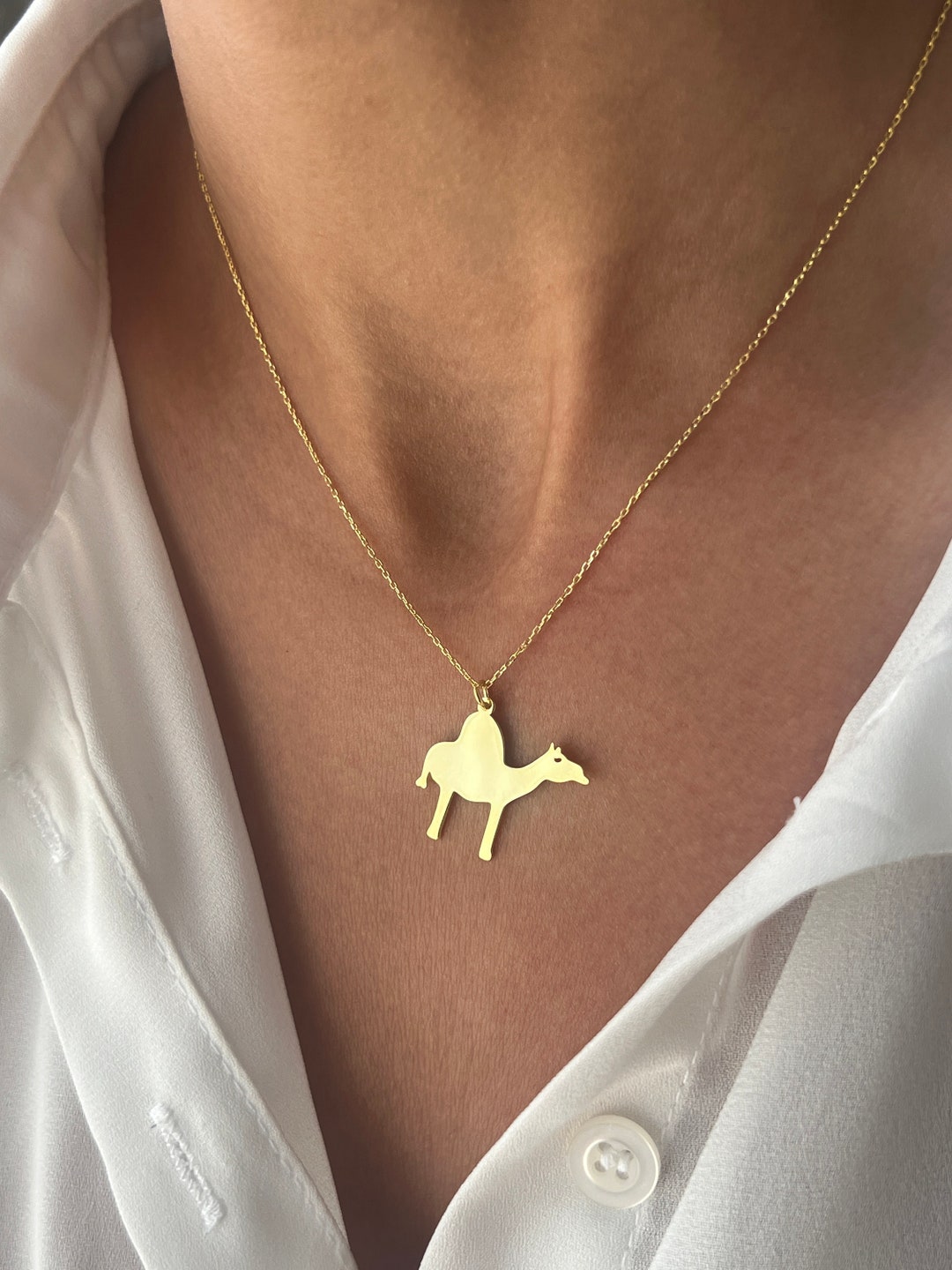 Camel Necklace • 14K Gold Plated • 925K Sterling Silver • Camel Pendant ...