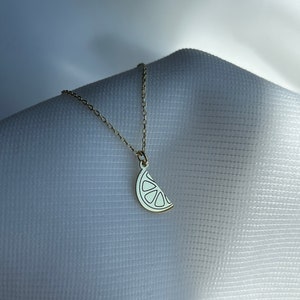 Lemon Slice Necklace: 14K Gold Plated Sterling Silver Citrus Jewelry - Etsy
