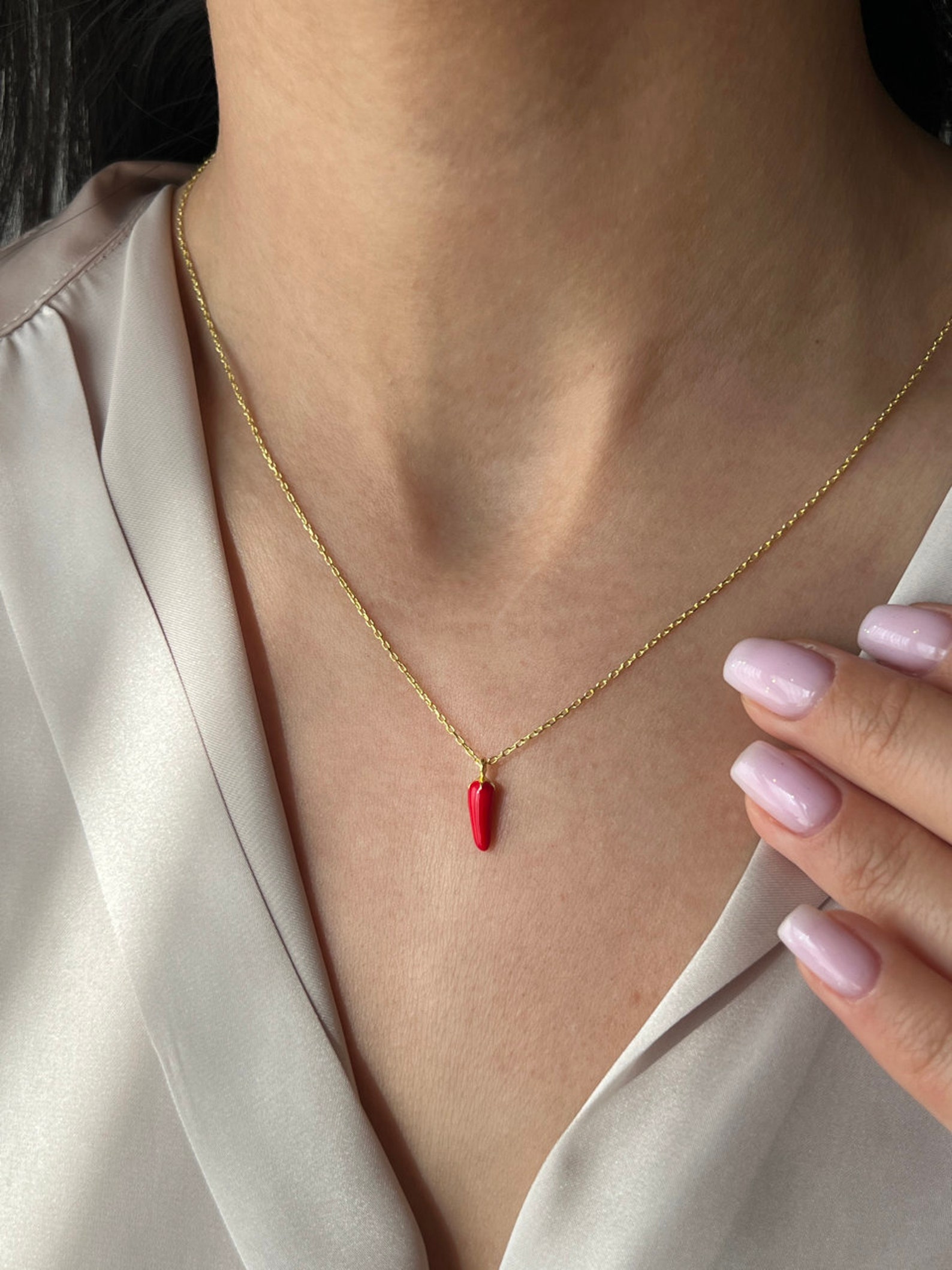 Red Chili Pepper Necklace: 14K Gold Plated Sterling Silver - Etsy