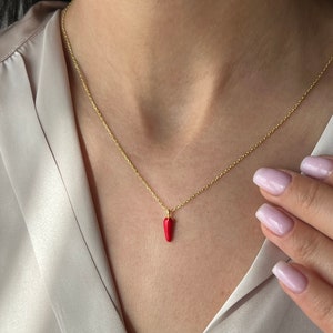 Red Chili Pepper Necklace: 14K Gold Plated Sterling Silver - Etsy