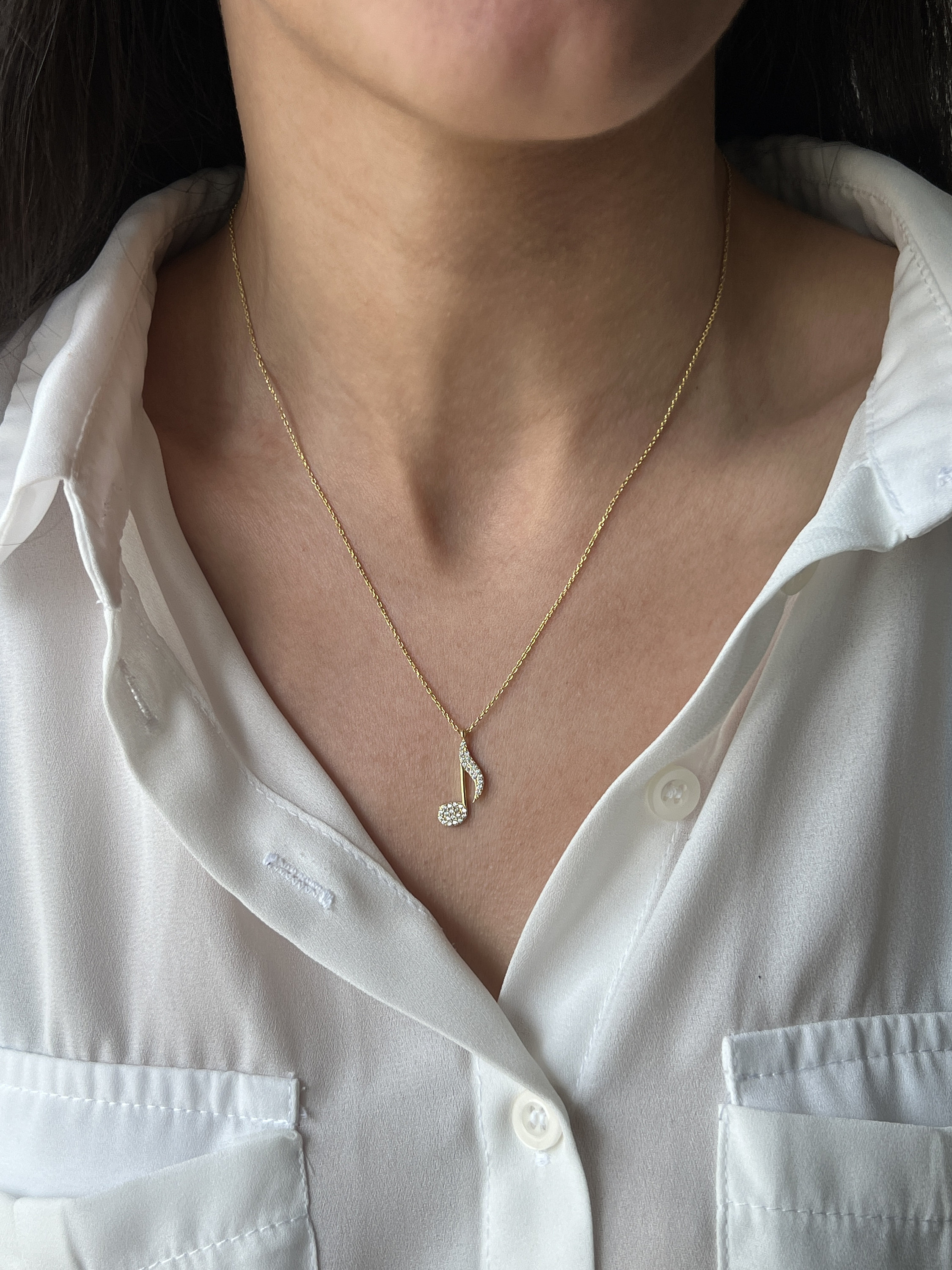 Musical Note Necklace 14K Gold Plated 925K Sterling Silver Gift for ...