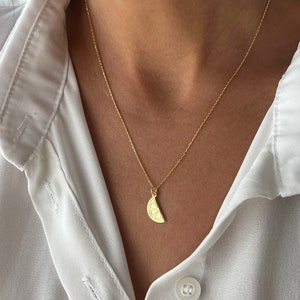 Lemon Slice Necklace: 14K Gold Plated Sterling Silver Citrus Jewelry - Etsy