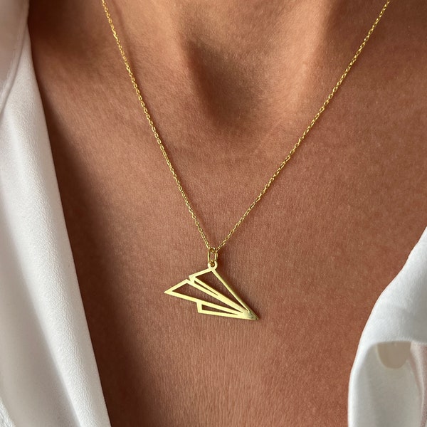 Paper Airplane Necklace - Etsy