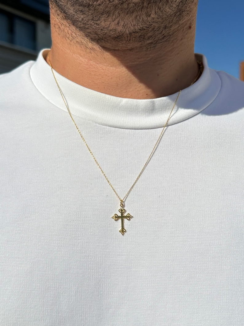 Gothic Cross Necklace: 925K Sterling Silver, 14K Gold Plated - Etsy