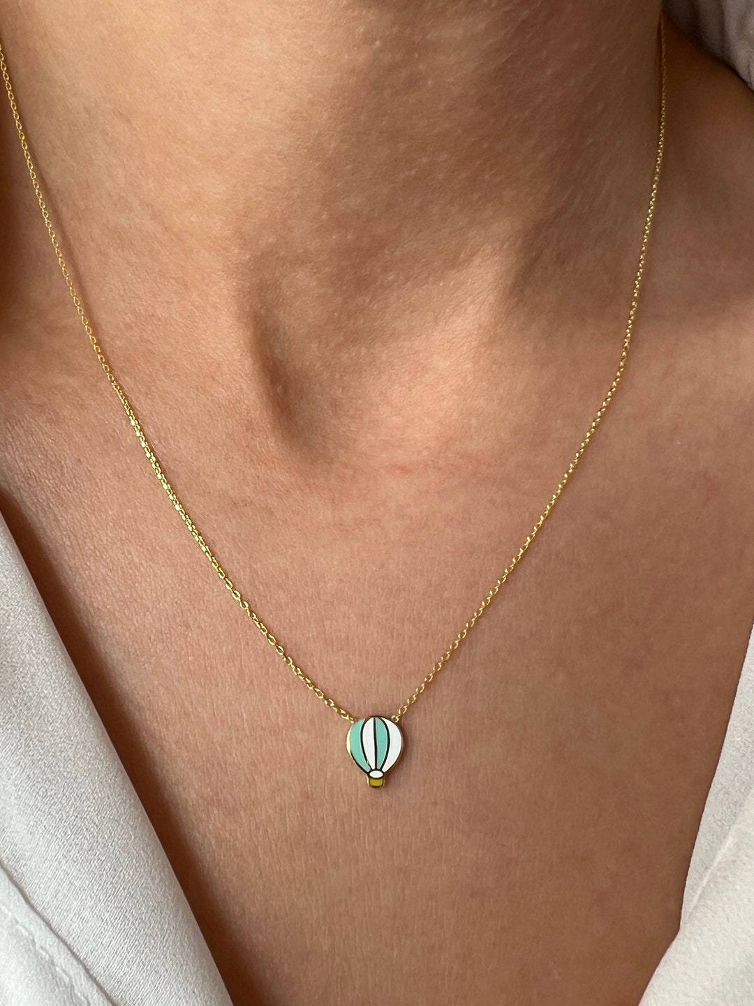 Balloon Necklace • 14K Gold Plated • 925K Sterling Silver • Colorful ...