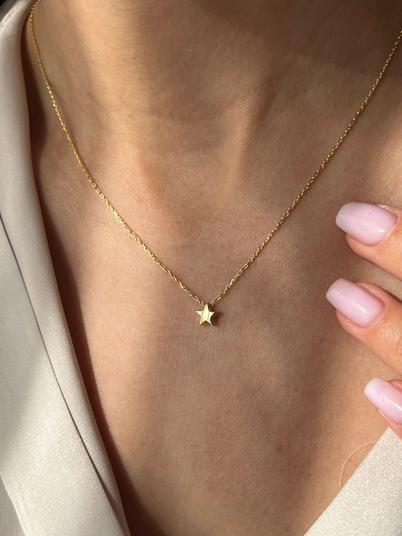 Tiny Star Necklace: 925K Sterling Silver, 14K Gold Plated, Celestial ...