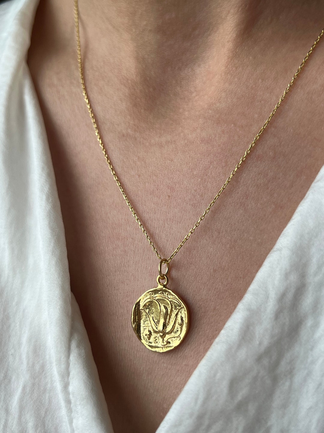 Ancient Plate Necklace • 14K Gold Plated • Mythology Jewelry • Unisex ...