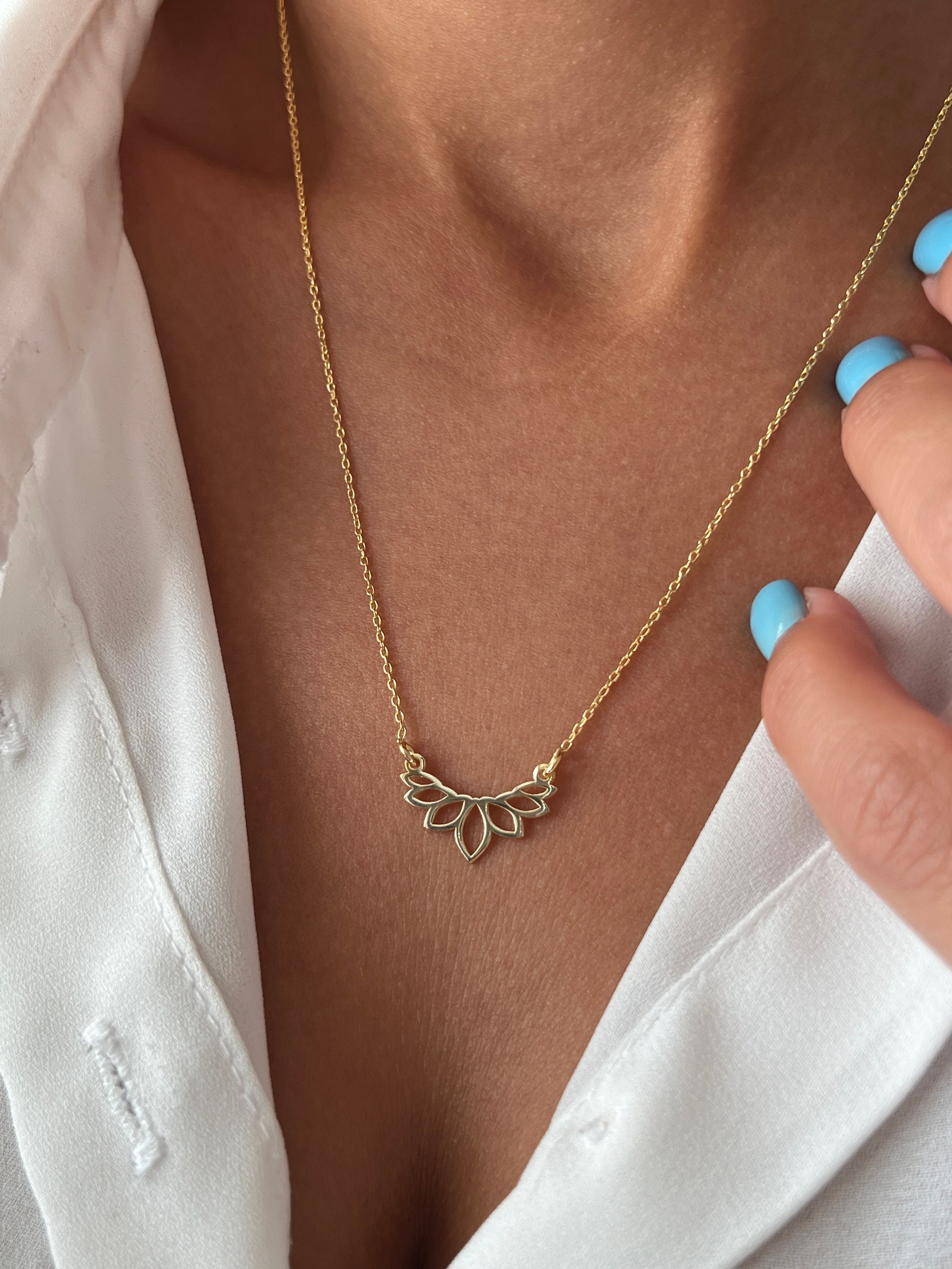 Lotus Necklace • 14K Gold Plated • 925K Sterling Silver Lotus Necklace • 14K Gold Plated • 925K Sterling Silver