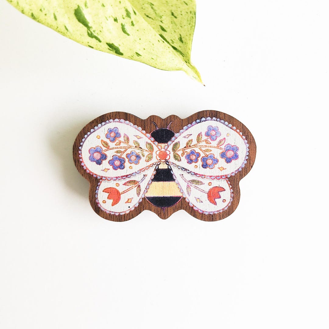 Floral Bee Wooden Refrigerator Magnet - Etsy