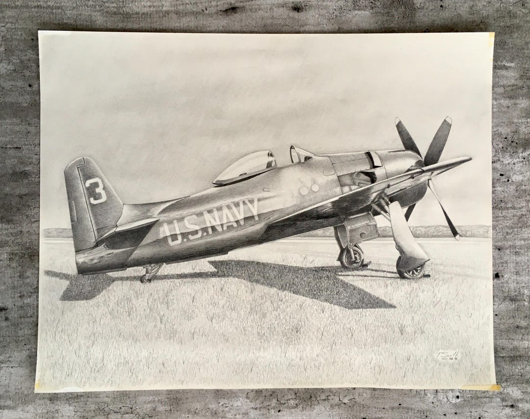 Blue Angels F8F Bearcat Original Drawing - Etsy