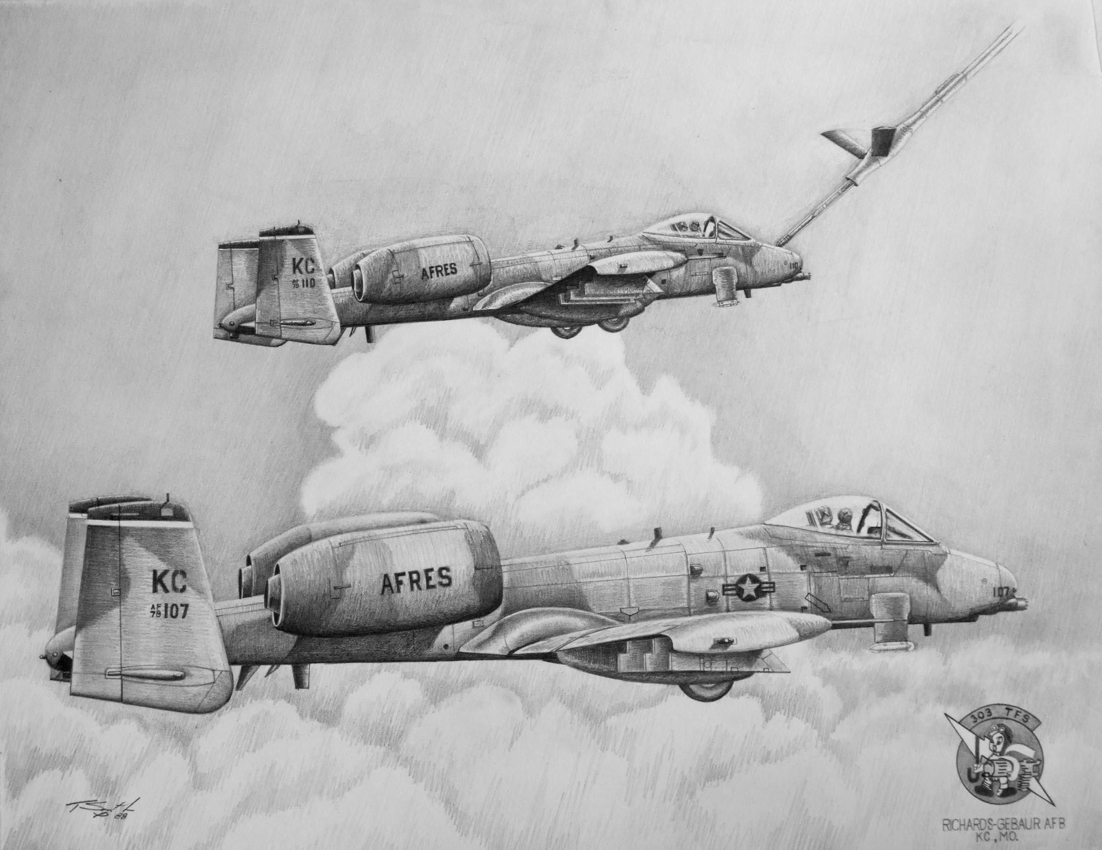 303 TFS A-10 "thirsty Warthogs" Original Pencil Drawing - Etsy