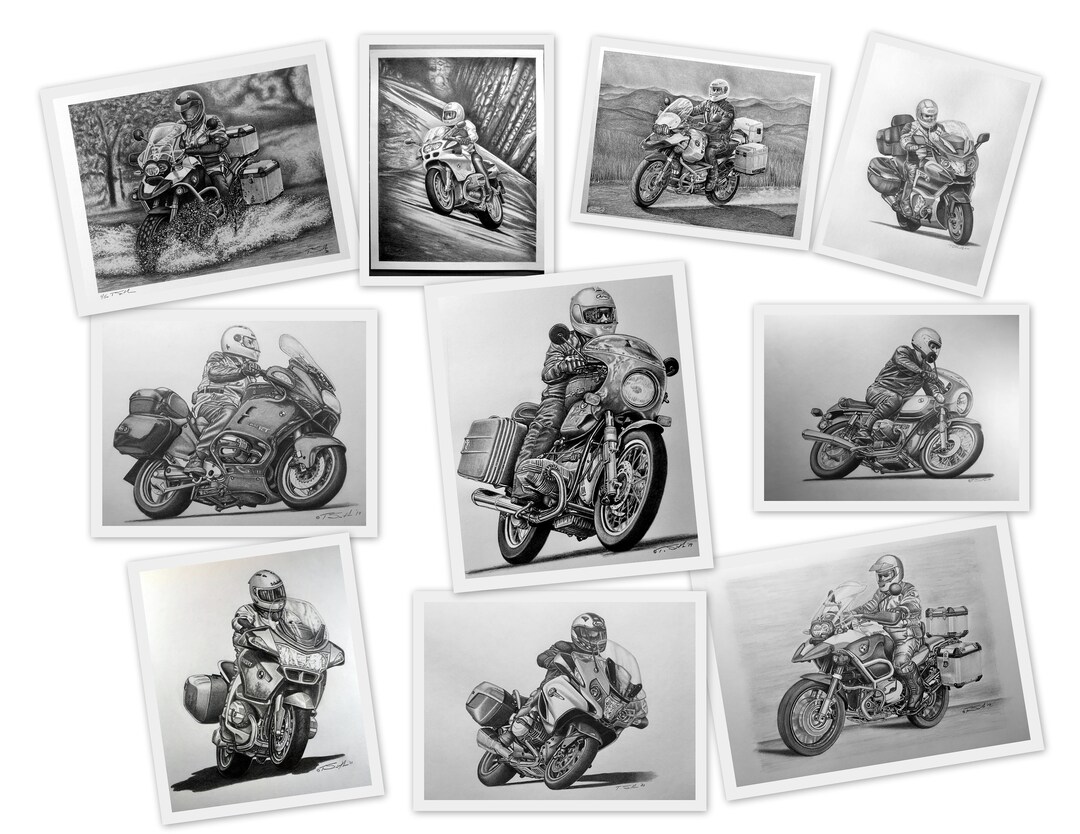 BMW Motorcycle Folding Note Cards--set of 10 Different BMW Motorcycles ...