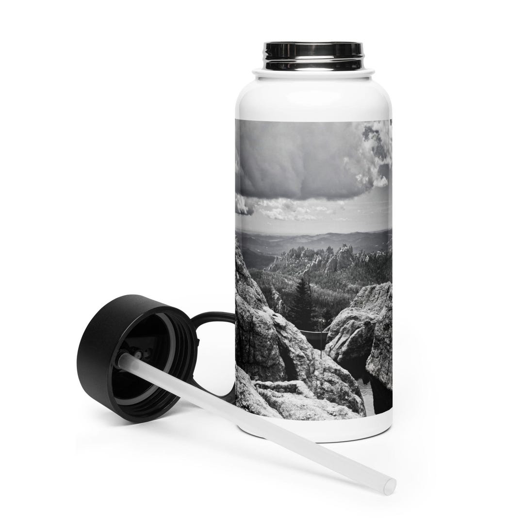 Black Elk Peak Stainless Steel Water Bottle With a Straw Lid - Etsy