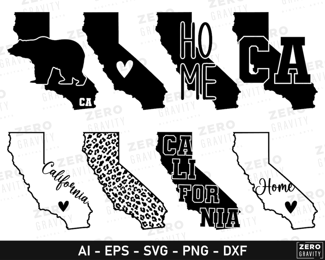California Svg Bundle, California Png, Digital California Map Files for ...