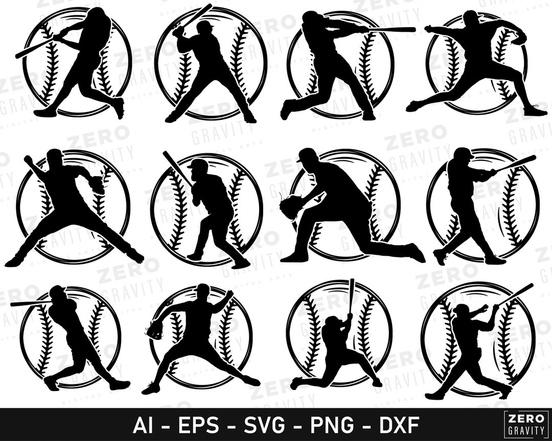 Baseball Svg Bundle Baseball Players Silhouette Baseball Svg Cut