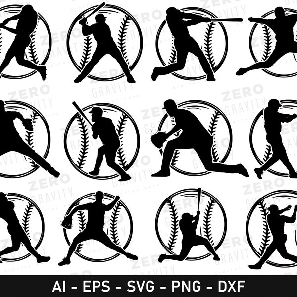 Baseball Player Silhouette Cricut Etsy
