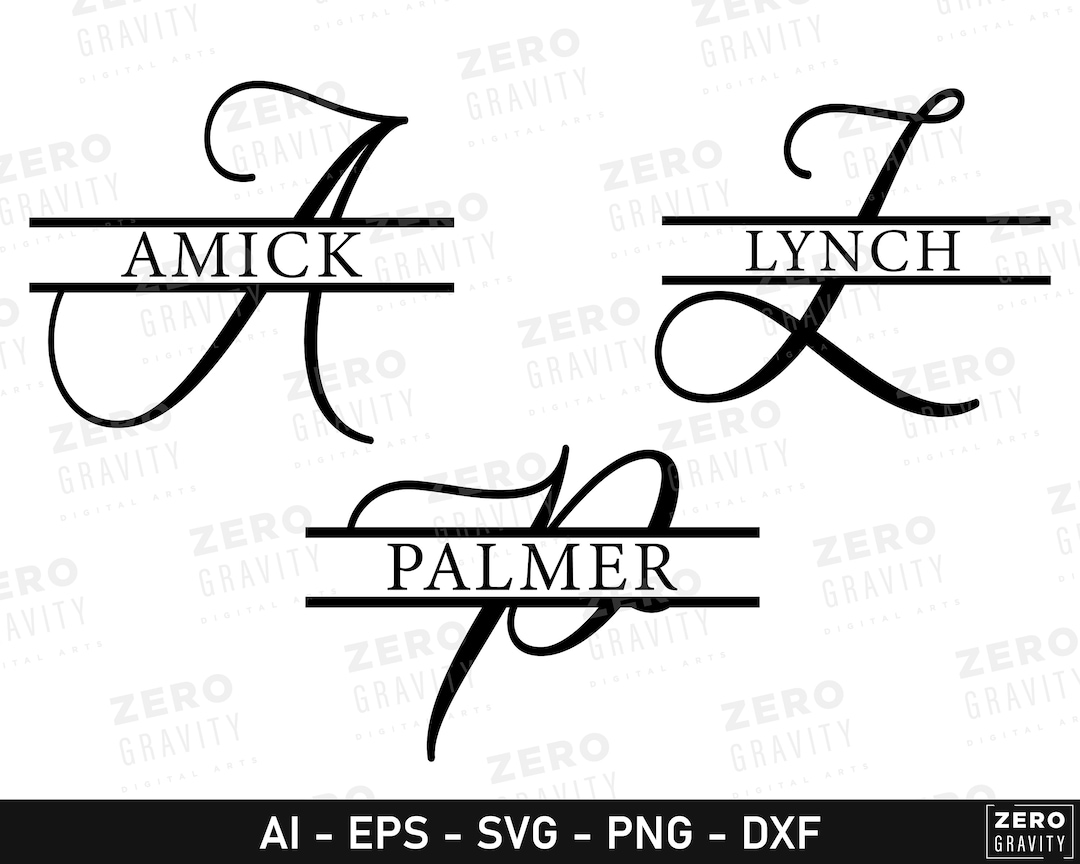 Split Monogram Svg Alphabet Digital Files for Cricut, Custom Name ...