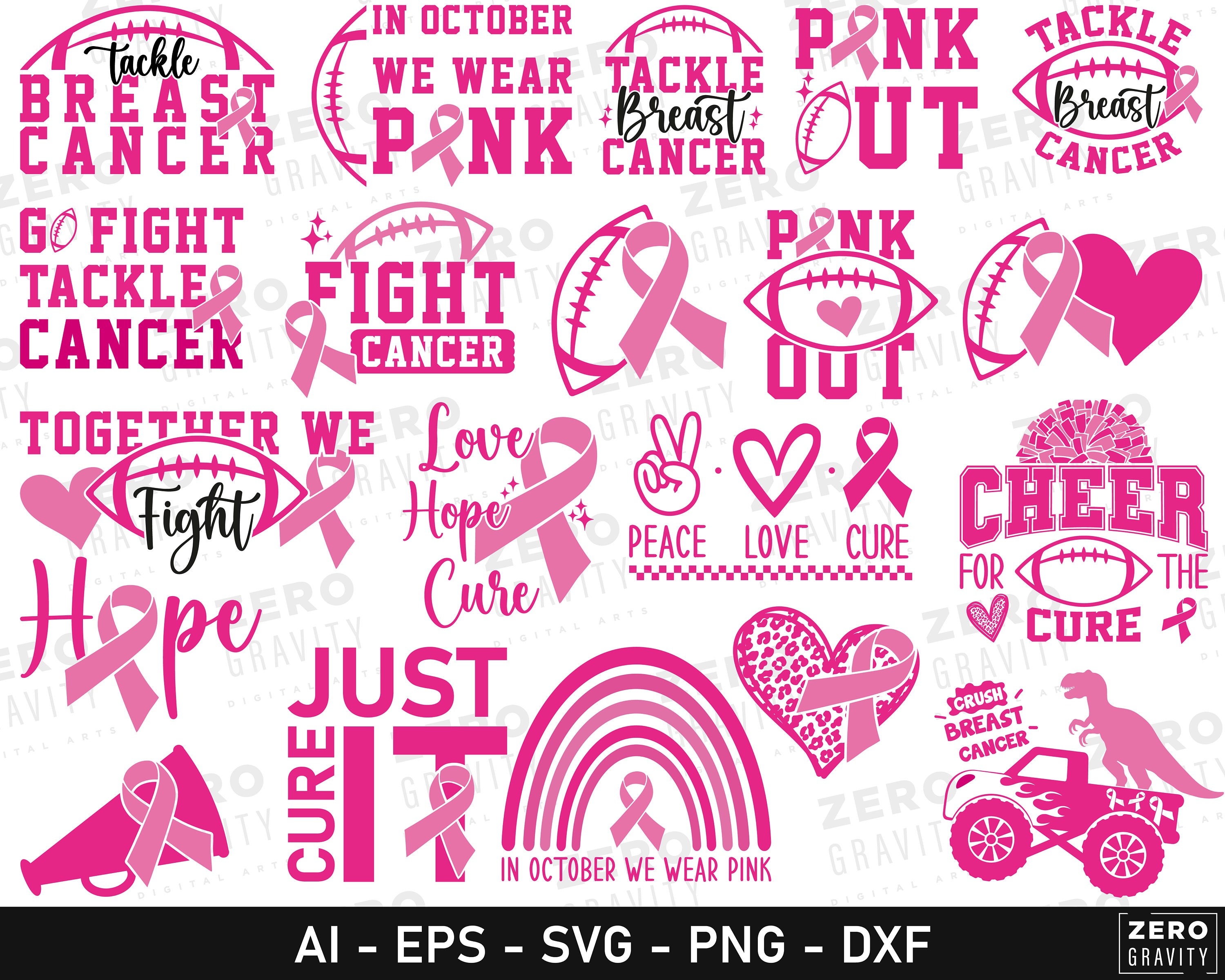 Breast Cancer Awareness Svg Bundle, Pink Out Breast Cancer Svg, Peace ...