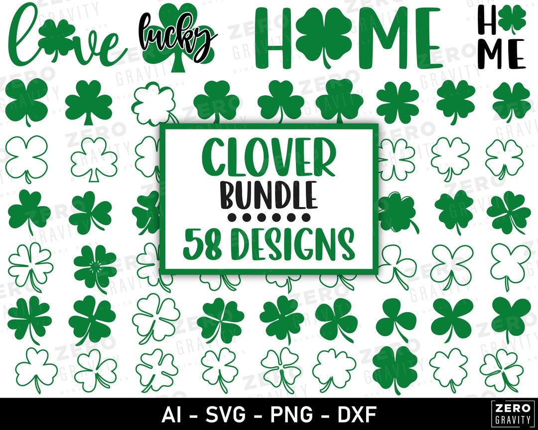 Clover Svg Bundle, Lucky Clover Svg for St. Patricks Day, Four Leaf ...