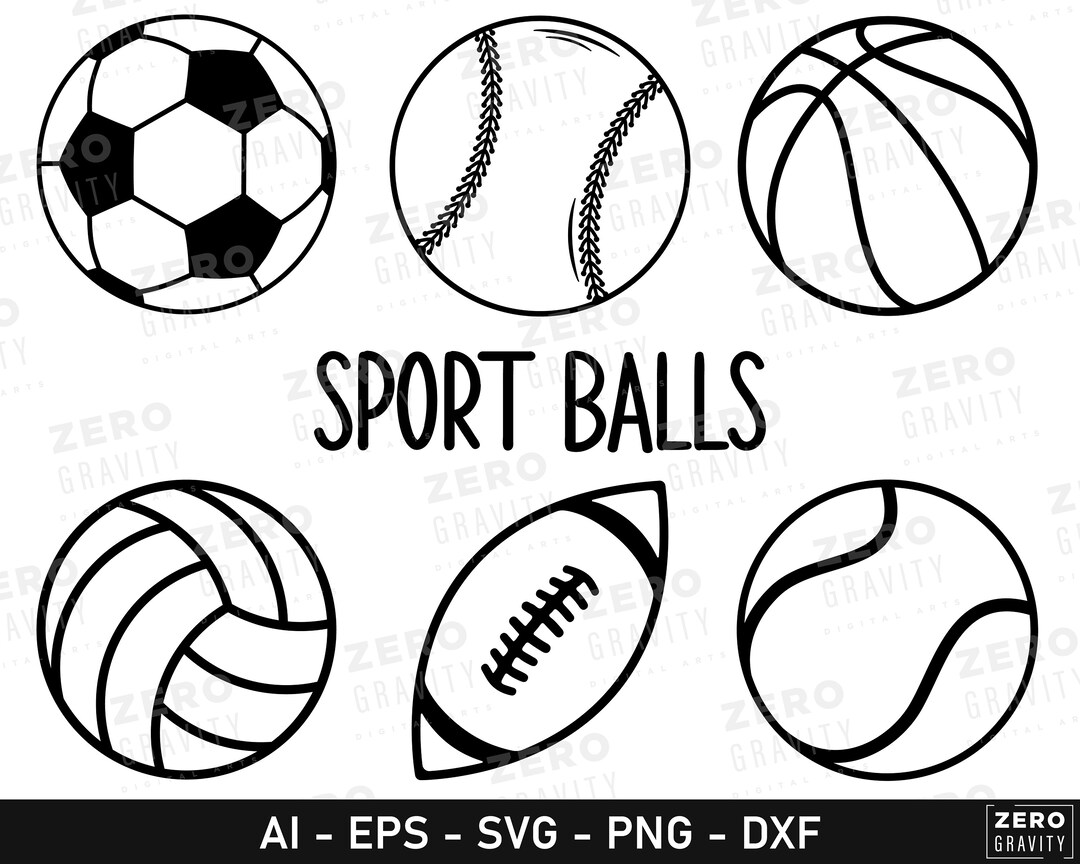 Sport Balls Svg Bundle, Set of Sport Balls Svg, Football - Basketball ...