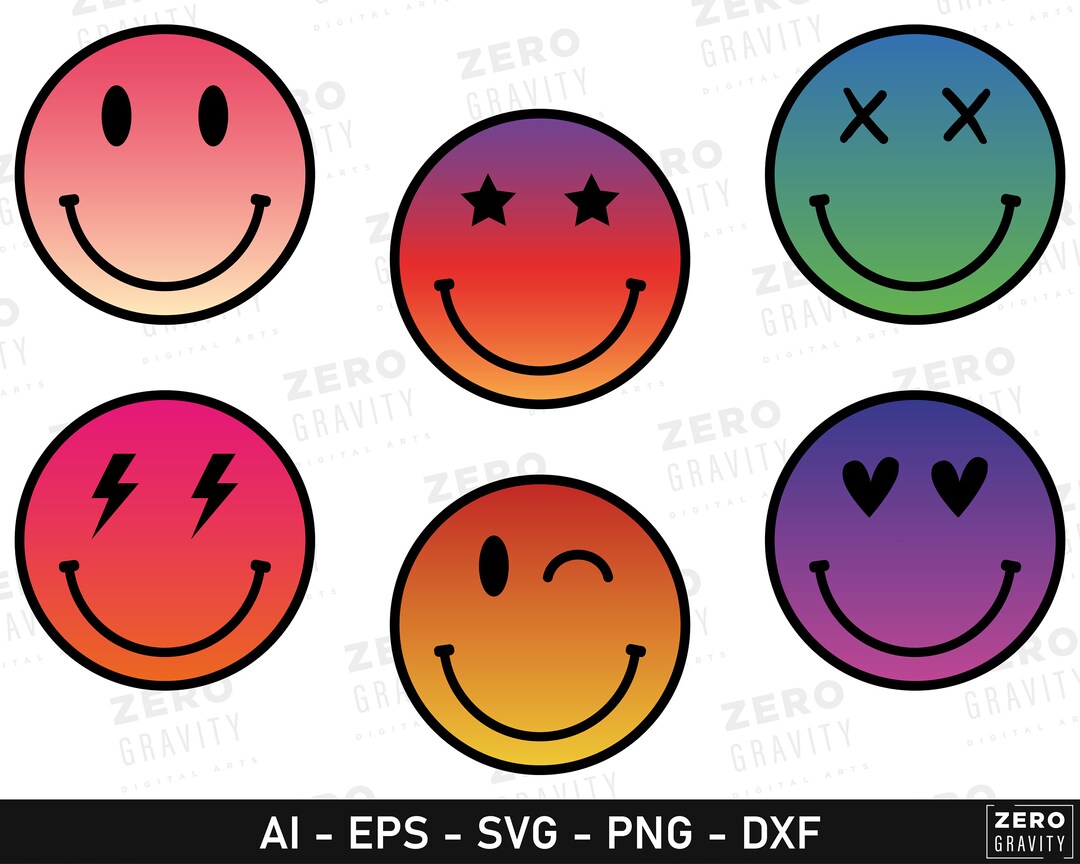 Smiley Faces Svg Bundle, Smiley Faces Png, Digital Smiley Faces Files ...